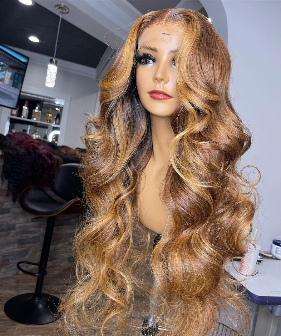 Beeos 13X4 SKINLIKE Real HD Lace Full Frontal Lace Wig Body Wave Ombre ...